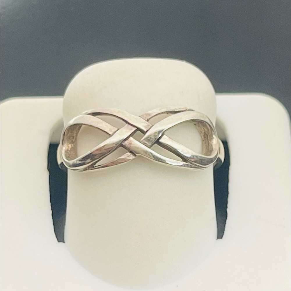 Size 6 Sterling Silver 925 Double Infinity Ring - Gem